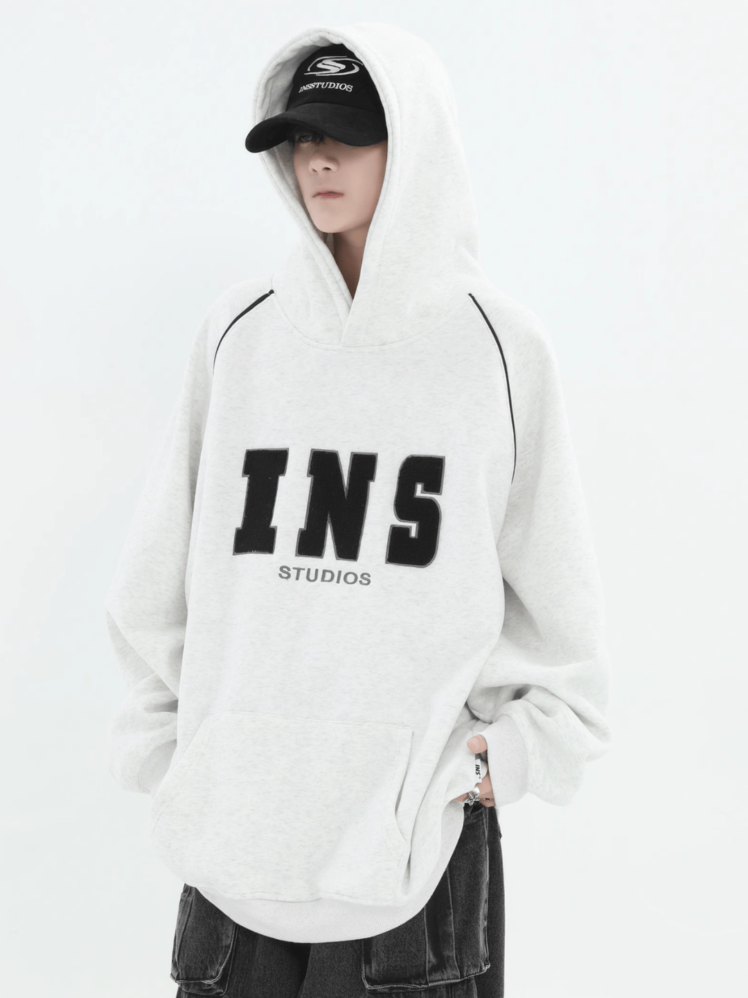 [INSstudios] American Flocked LOGO Hooded na738 – Nanostudio